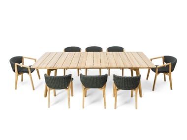 KNIT Rectangular wooden garden table By Ethimo