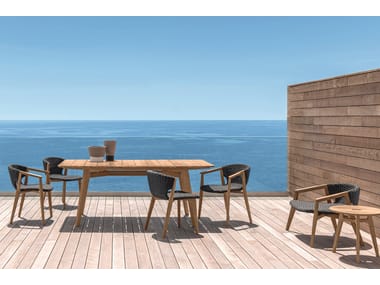 KNIT Rectangular wooden garden table By Ethimo