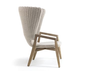 KNIT Fauteuil de jardin à oreilles avec dossier haut By Ethimo | design Patrick Norguet