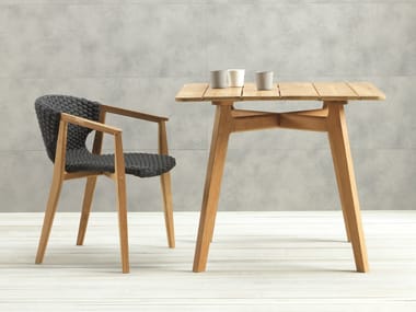 KNIT Square teak garden table By Ethimo | design Patrick Norguet