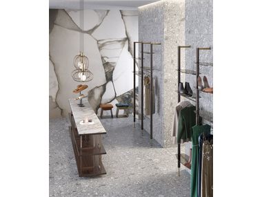 Libreria a giorno componibile in legno con piano in marmo KRIS BUFFET ...