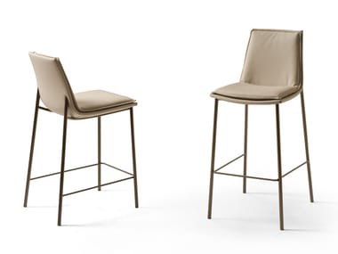 LARA High leather stool with back By EFORMA