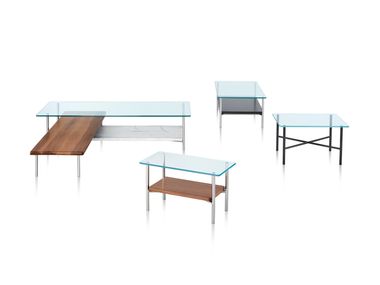 LAYER Rectangular glass and metal coffee table By Herman Miller | design BassamFellows