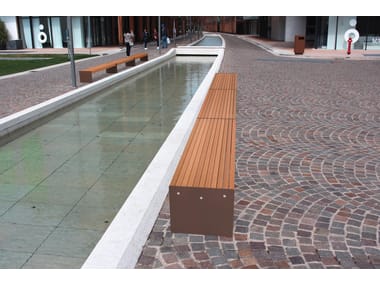 LENA Backless steel and wood Bench By City Design