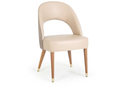 Upholstered open back leather chair LERA By Sandalyeci