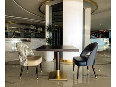 LERA Upholstered leather chair open back By Sandalyeci