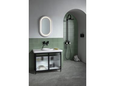 LIQUID Floor-standing single vanity unit with integrated washbasin By ...