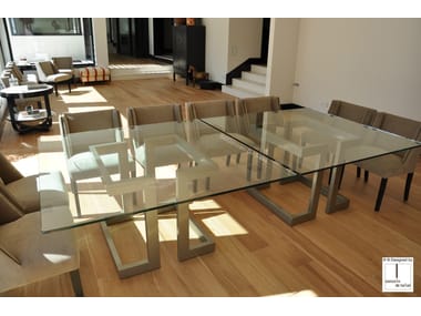 LISA Square glass and iron dining table By Gonzalo De Salas