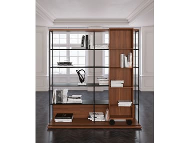LITERATURA OPEN Open wooden bookcase with casters By Punt | design ...
