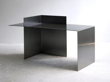 LOCK | Steel and wood bench By MOVIMENTO