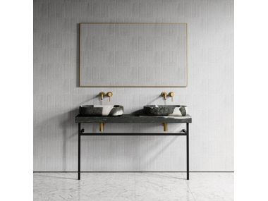 LOMAZZO | Natural stone washbasin countertop Double Panda marble ...