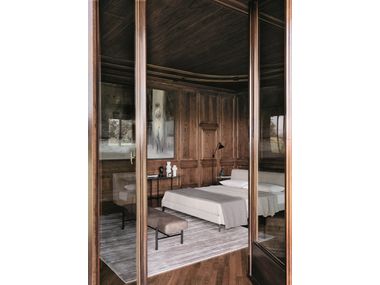 LOUIS UP Double bed with upholstered headboard By Meridiani