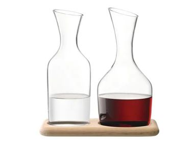 WINE WATER & CARAFE SET & OAK BASE Karaffe By LSA