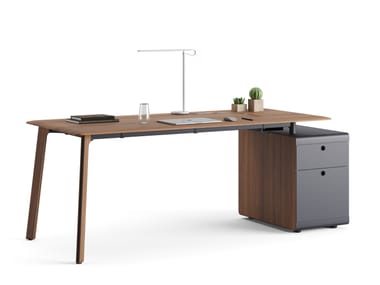 MAGRO Rectangular wooden executive desk with drawers By Ersa