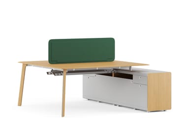 MAGRO Rectangular wooden executive desk with drawers By Ersa