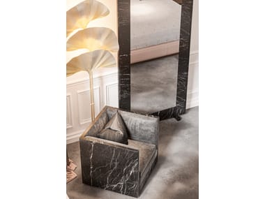 Framed porcelain stoneware mirror MARBLE EFFECT MIRROR By Valsecchi Marmi