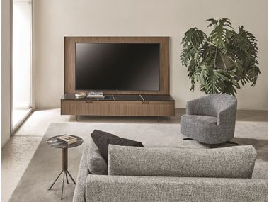 MATICS | TV cabinet Modular walnut TV cabinet with flap doors By Porada ...