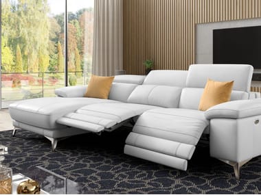 MILANO Sofá de cuero con chaise-longue By Sofanella