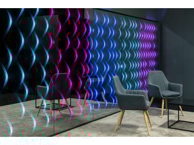 MIRRORGLASS Multi-faceted mirror wall with lights effects By ETTLIN LUX®