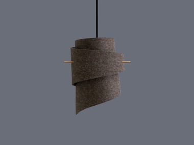 LED handmade felt pendant lamp ML01 MINI WOOL FELT LIGHT GREY By moijn ...