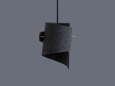 LED handmade felt pendant lamp ML01 MINI WOOL FELT LIGHT GREY By moijn ...
