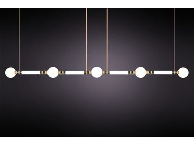 GREENSTONE LINEAR LARGE LED natural stone chandelier By Marc Wood