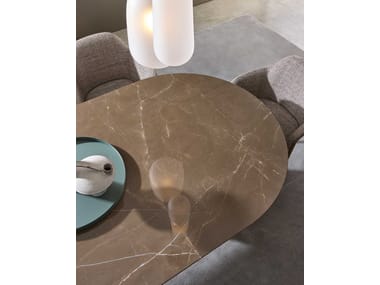WAVE Oval marble table By Marelli | design Luca Erba