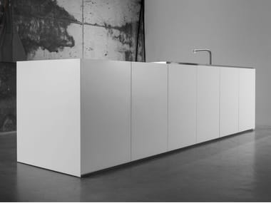 M4 Custom steel kitchen without handles with island By Minimal