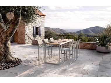 NINIX High stainless steel garden stool with back By Royal Botania