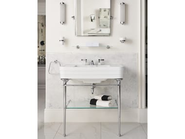 NOBEL Floor-standing brass console sink with towel rail By Devon&Devon