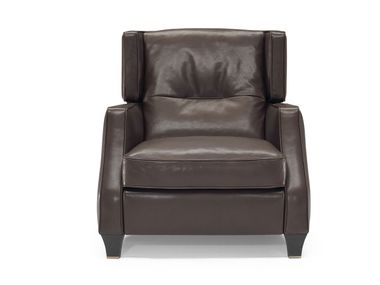 AMADEUS Leather armchair with armrests By Natuzzi Italia