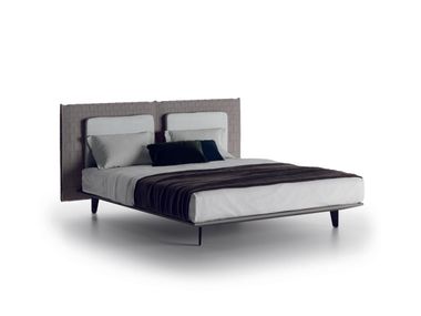 CAMPUS Fabric double bed with upholstered headboard By Natuzzi Italia ...