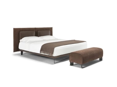 CAMPUS Leather double bed with upholstered headboard By Natuzzi Italia ...