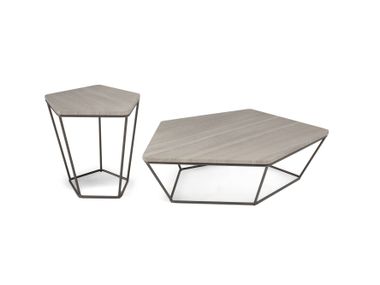CHOCOLAT Metal high side table with marble top By Natuzzi Italia