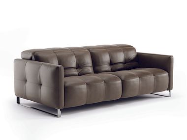PHILO Tufted 2 seater leather sofa with electric motion By Natuzzi Italia
