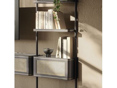 RADICE Floor-ceiling mounted modular bookcase By Natuzzi Italia