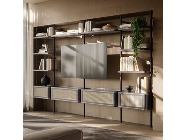 RADICE Floor-ceiling mounted modular bookcase By Natuzzi Italia