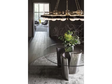 MADISON PM4010/1 Round glass and steel table By OAK