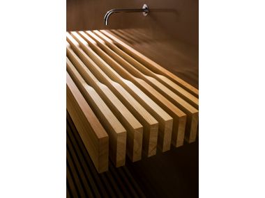 ONE Wall-mounted rectangular larch washbasin By Rapsel | design Matteo ...