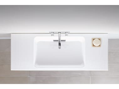 ONE Rectangular wall-mounted ceramic washbasin By Geberit