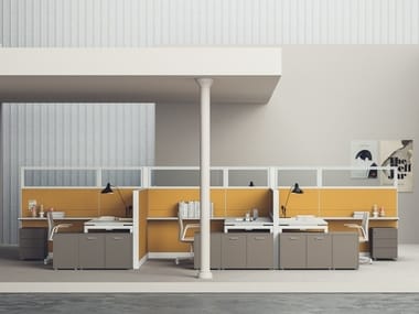 OPENWALL Freestanding modular wooden office screen By PROF