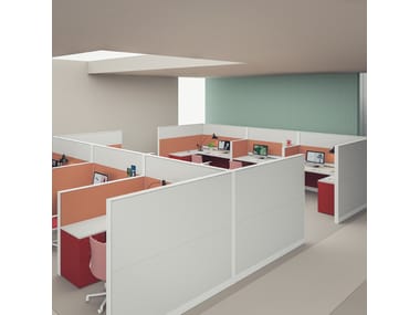 OPENWALL Freestanding modular wooden office screen By PROF