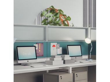 OPENWALL Freestanding modular wooden office screen By PROF