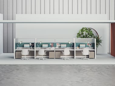 OPENWALL Freestanding modular wooden office screen By PROF