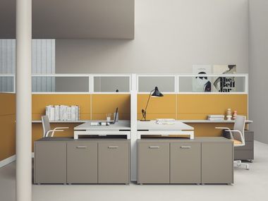 OPENWALL Freestanding modular wooden office screen By PROF