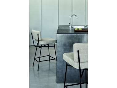 ORFEO Upholstered fabric stool with back By arflex | design Alberico B ...