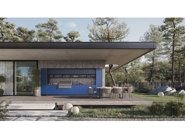 LOS ANGELES HOUSE IN THE WOODS Outdoor kitchen By Outopia