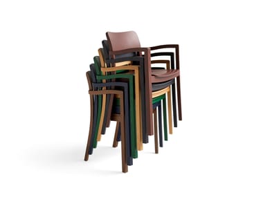 PASTIS Stackable wooden chair with armrests By Hay | design Julien Renault