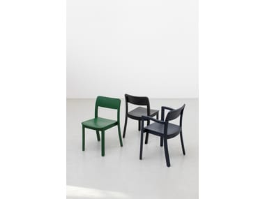 PASTIS Stackable wooden chair with armrests By Hay | design Julien Renault