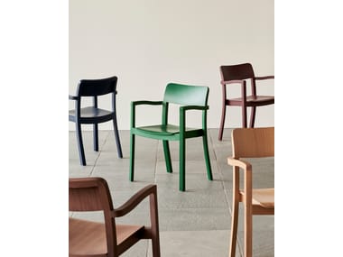 PASTIS Stackable wooden chair with armrests By Hay | design Julien Renault